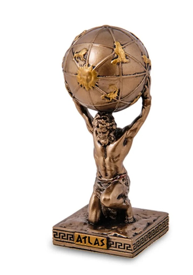 MIGHTY ATLAS ATLANT Statue Figure Polystone Bronze Home Decor Gift ...