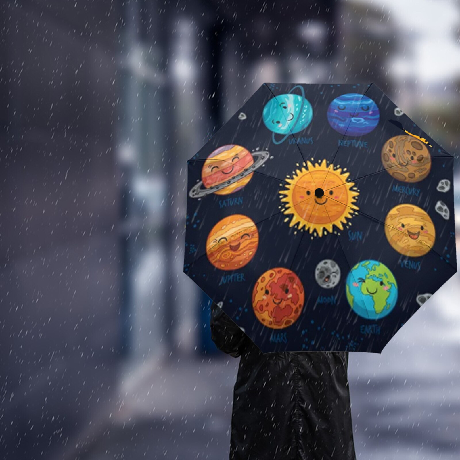 Happy Planets Solar System Automatic UV Protect Rain Proof Three Fold ...