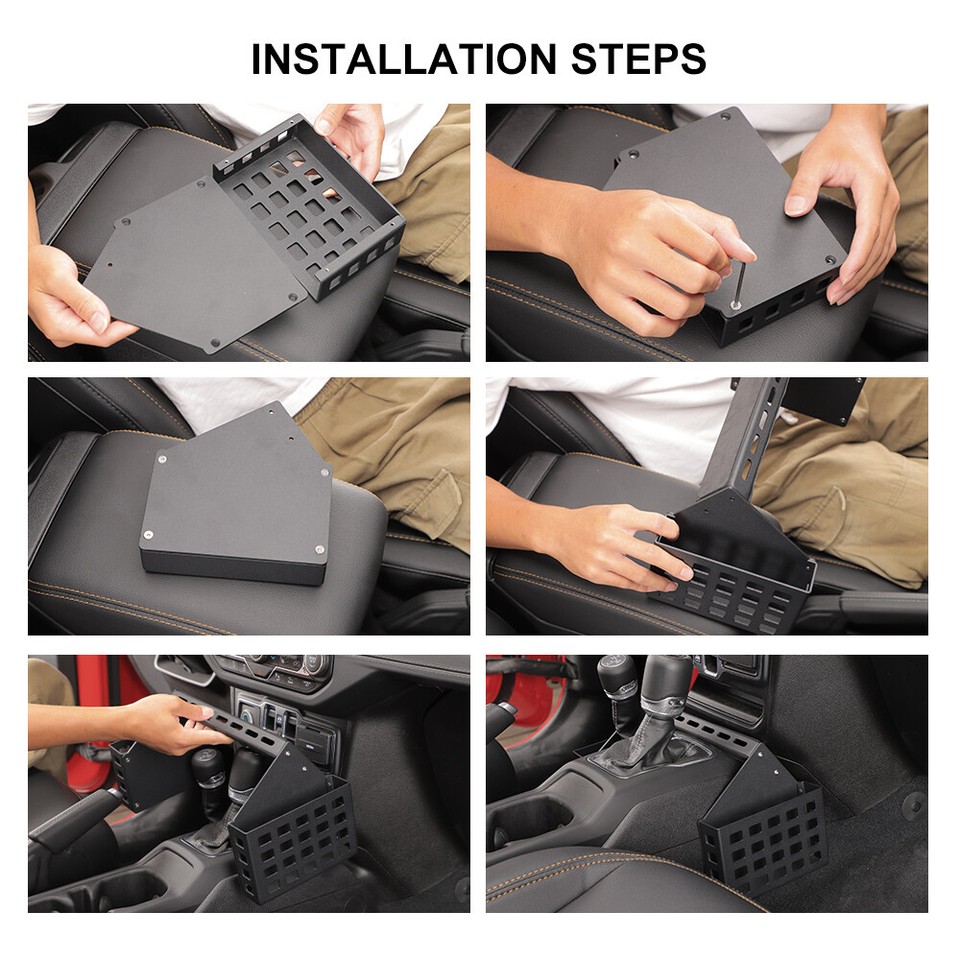 Metal Console Gear Shift Storage Box Tray Rack Mount For Jeep Wrangler ...