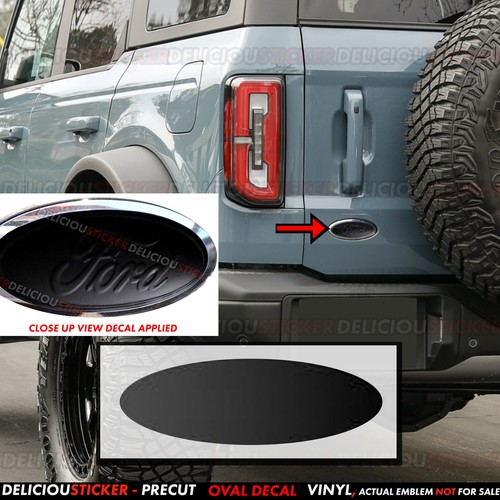 For 21-25 Ford Bronco Matte Black Decal on Rear Emblem Tail Overlay ...
