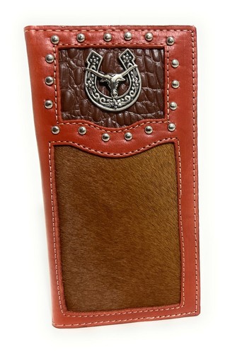 MEN'S WESTERN COWBOY WALLET GENUINE LEATHER LONG BI FOLD TALL RODEO ...