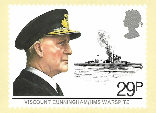 POST OFFICE STAMP POSTCARD-MARITIME HERITAGE(Viscount Cunningham/HMS ...