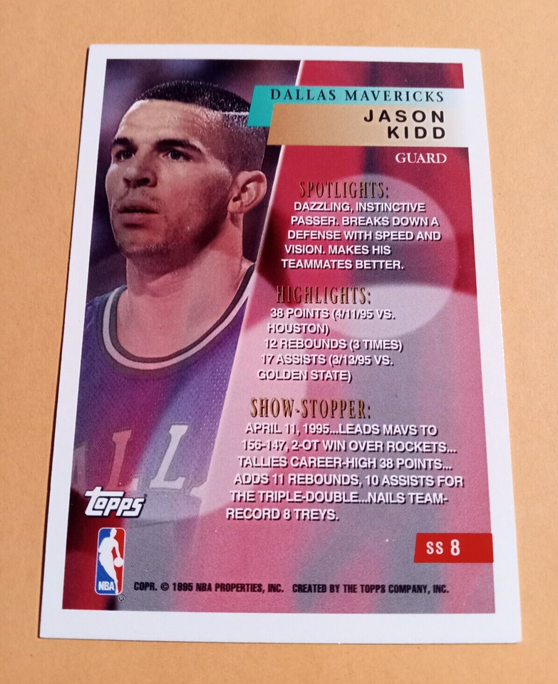 1995-96 Topps Show Stoppers Jason Kidd Insert Card #SS8 - Mavericks | eBay