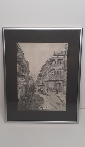 Vintage "Royal Street New Orleans" Art Sketch Framed By Archie "Arch ...