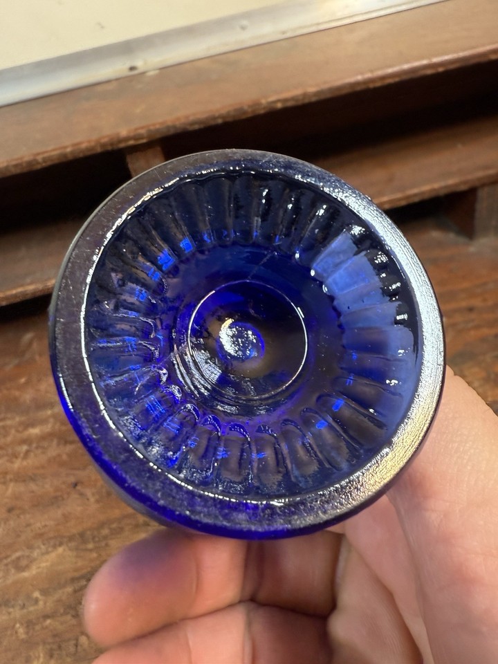 Antique Cobalt Blue Handy Brand Small Oil Lamp PEARL burner Miniature ...
