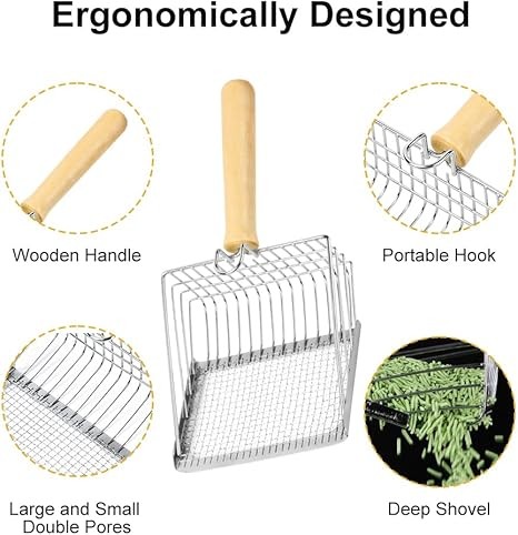 Double Gauge Metal Cat Litter Scoops/Smart Spray Sieve Ergonomically ...
