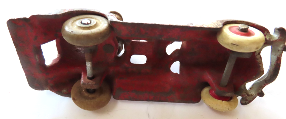 Arcade cast iron fire truck 5" long original paint some wheels were ...