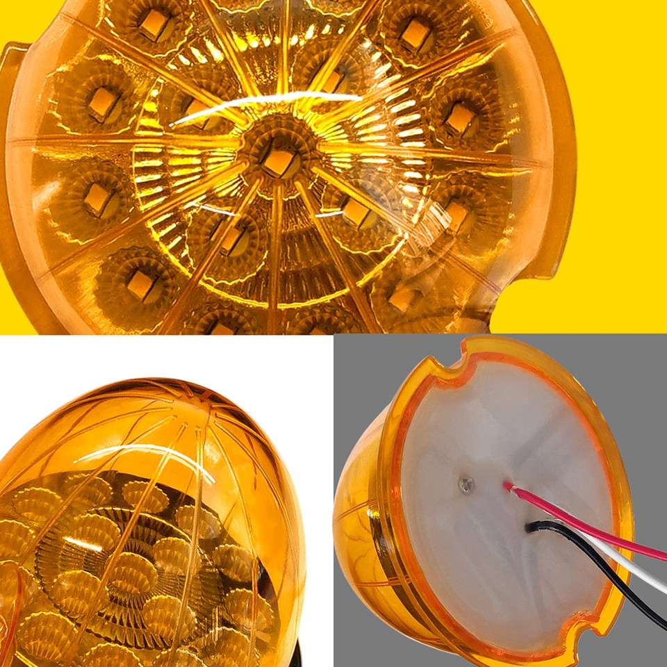 4X AMBER WATERMELON LED YELLOW LIGHT W/CHROME RING LEDS MARKER TURN ...