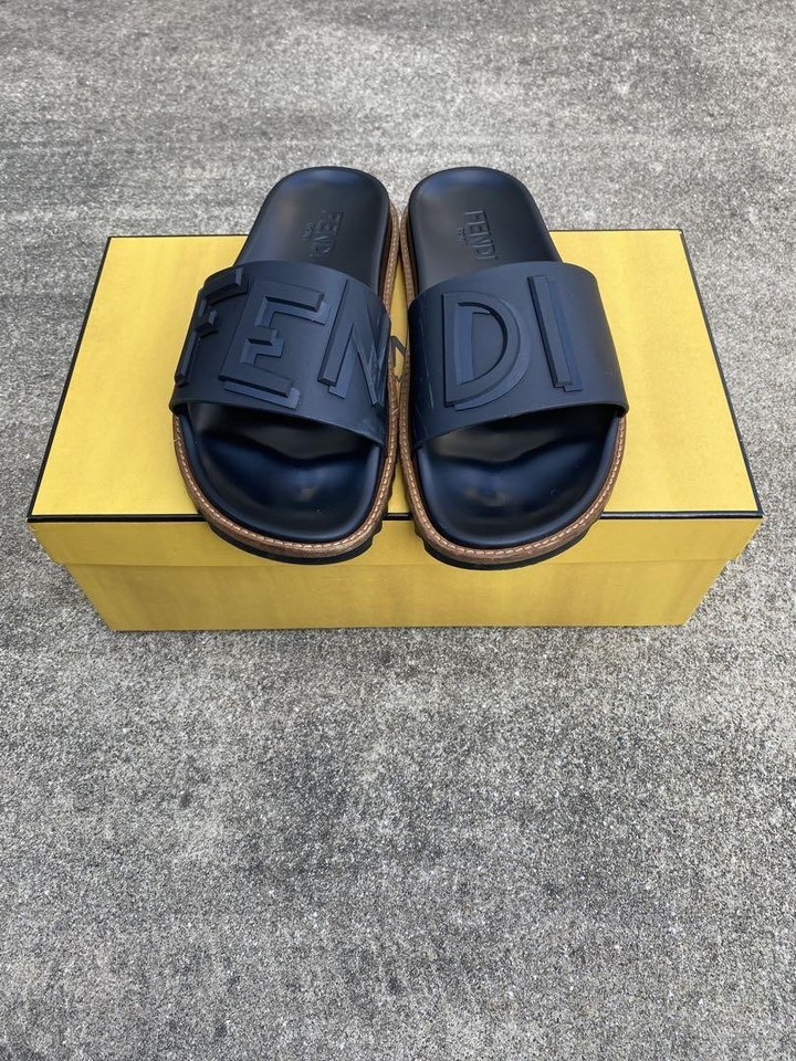 Auth FENDI Men’s Flat Shoes Sandals Rubber Logo Shoes UK6 EU40 US7 Black | eBay