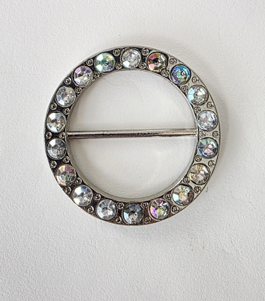 Vintage Silvertone Slide Buckle Scarf Ring Chanel Set Clear Crystals | eBay