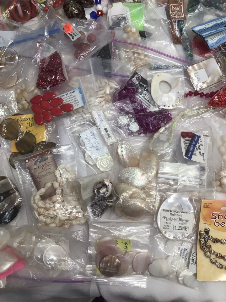 Large Mixed Lot Of Assorted Jewelry Making Supplies/Beads/Coral/Salmon ...