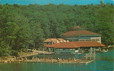 Bigwin Inn Hotel Postcard Lake of Bays Muskoka 1964 People Dockside | eBay