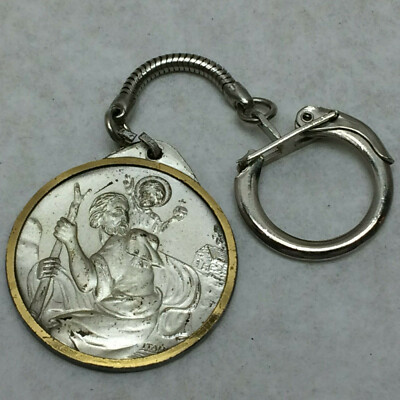 Vintage Saint Christopher Protect Us Key Chain Souvenir Charm Metal ...