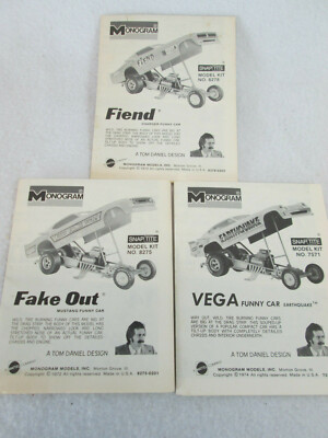 Vintage 1972 Monogram model kit instructions lot, Fiend Fake Out Vega ...