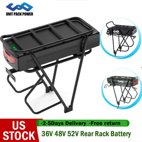 UPP 48V 52V Rear Rack Li-ion Ebike Battery Pack with Charger 1000W ...