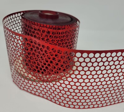 3 YDS VTG Metallic Red Foil Honeycomb Punchinella Christmas Craft ...