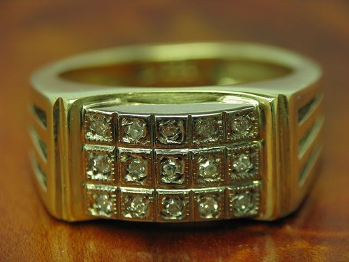 14kt 585 Bicolor Gold Ring with 0.15ct Diamond Trim / 7.7g / RG 52 ...