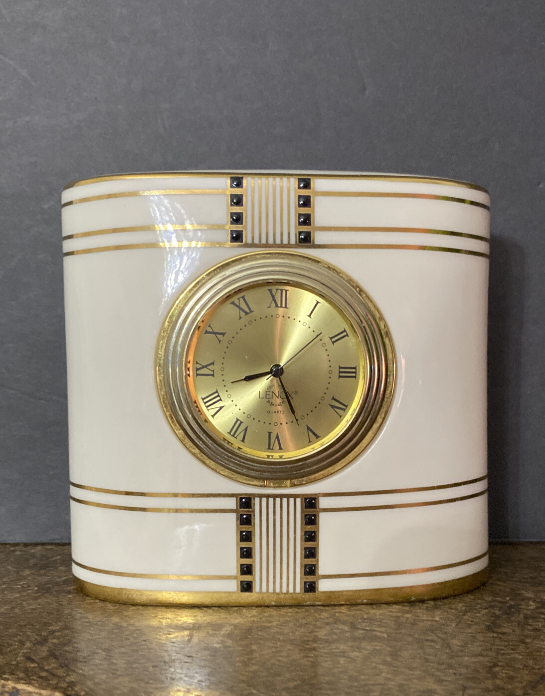 Lenox MCM Jeweled Essence Porcelain Quartz Table Clock w/ New Batteries ...