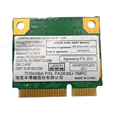 TOSHIBA C855 C850 C850D Realtek RTL8188CE WiFi Card | eBay