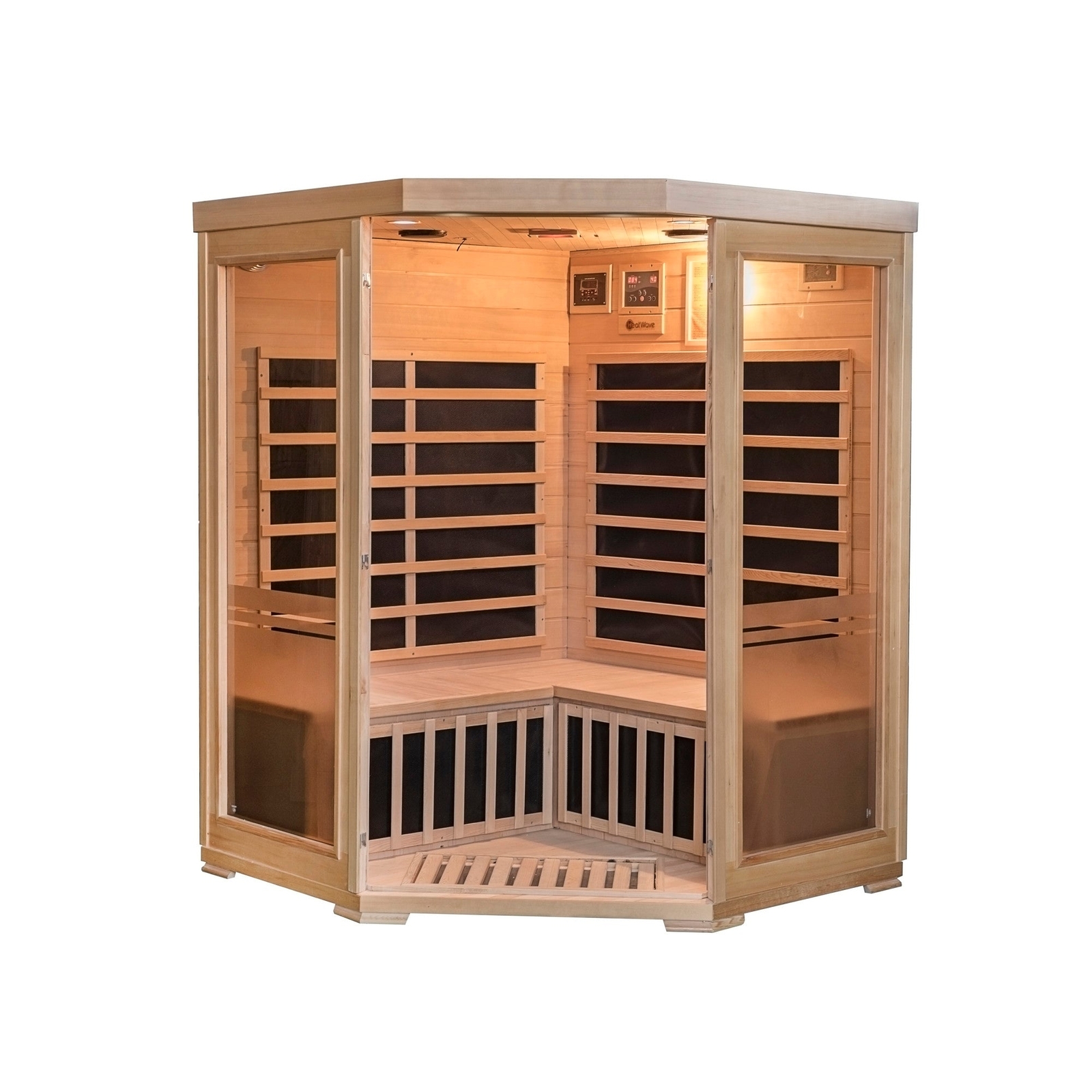 HeatWave Sonoma 3 Person Hemlock FAR Infrared Corner Sauna with ...