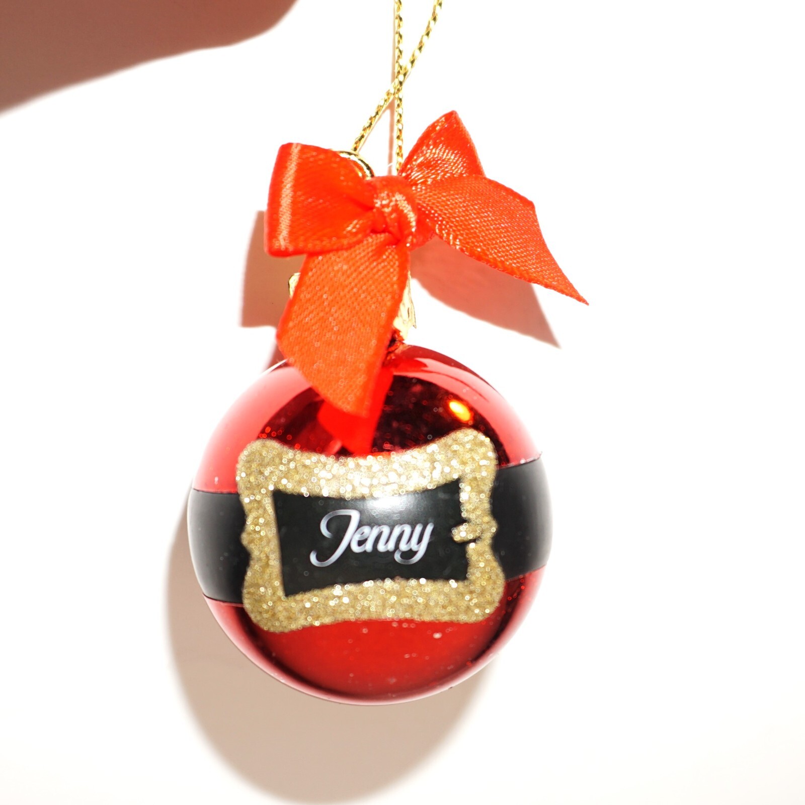 Christmas Ornament Santa Belt Ganz Ball Personalized RedGold Pick Name ...
