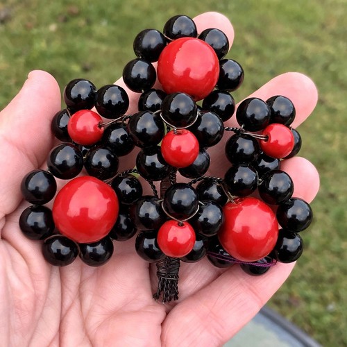 Vtg Germany MCM Red Black Lucite Bead Rowan Tree Brooch Luck ...