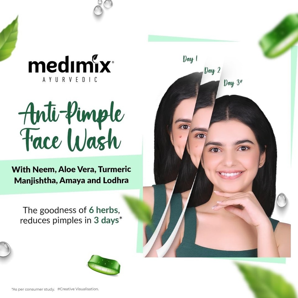 Medimix Ayurvedic Anti Pimple Face Wash,Neem, Aloe Vera, Turmeric 100ml ...