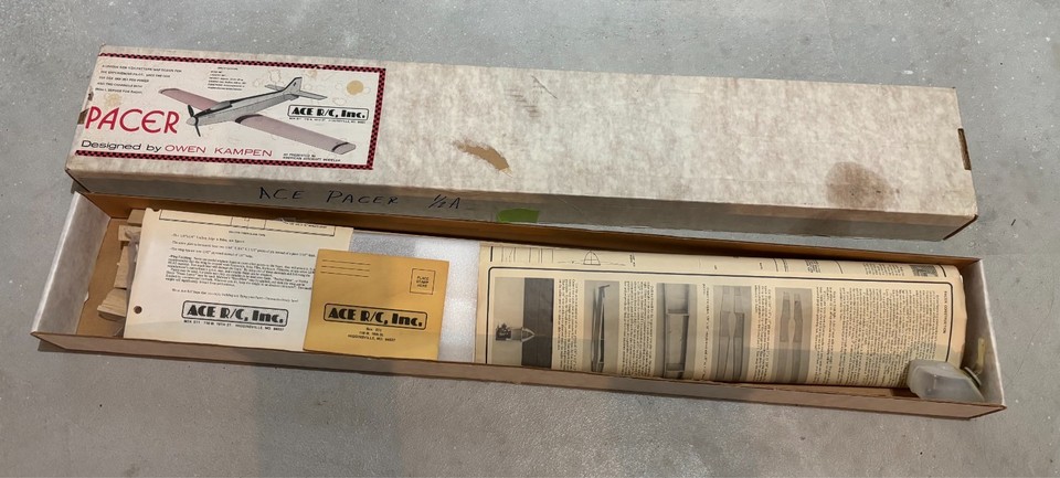 Vintage ACE PACER 1/2A Model Airplane Kit (FULL KIT) | eBay
