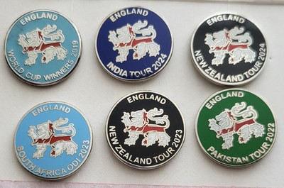 England Cricket Tour Badges 2022 to 2024 & World Cup Winners 2019 (Six ...