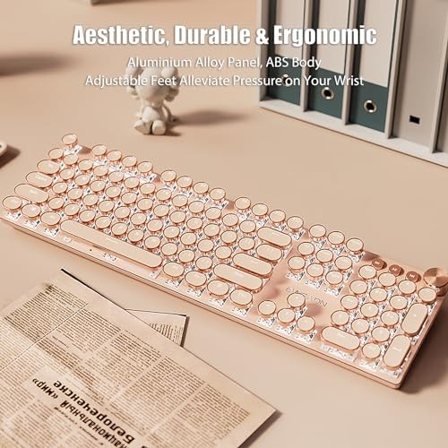 Typewriter Style Mechanical Gaming Keyboard White LED Backlit 104-Key ...