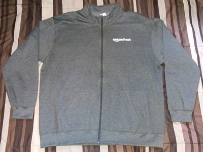 🆕️ Amazon Fresh XL 2025 Gray Employee Jacket Sweater Zipper Cotton ...