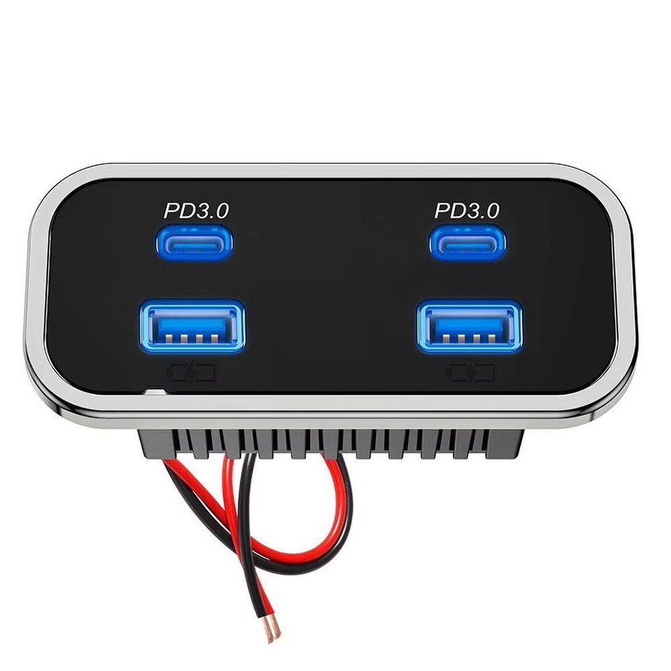 Ideal Power Solution Auto Charging 4-Port Charger Easy Installation USB ...