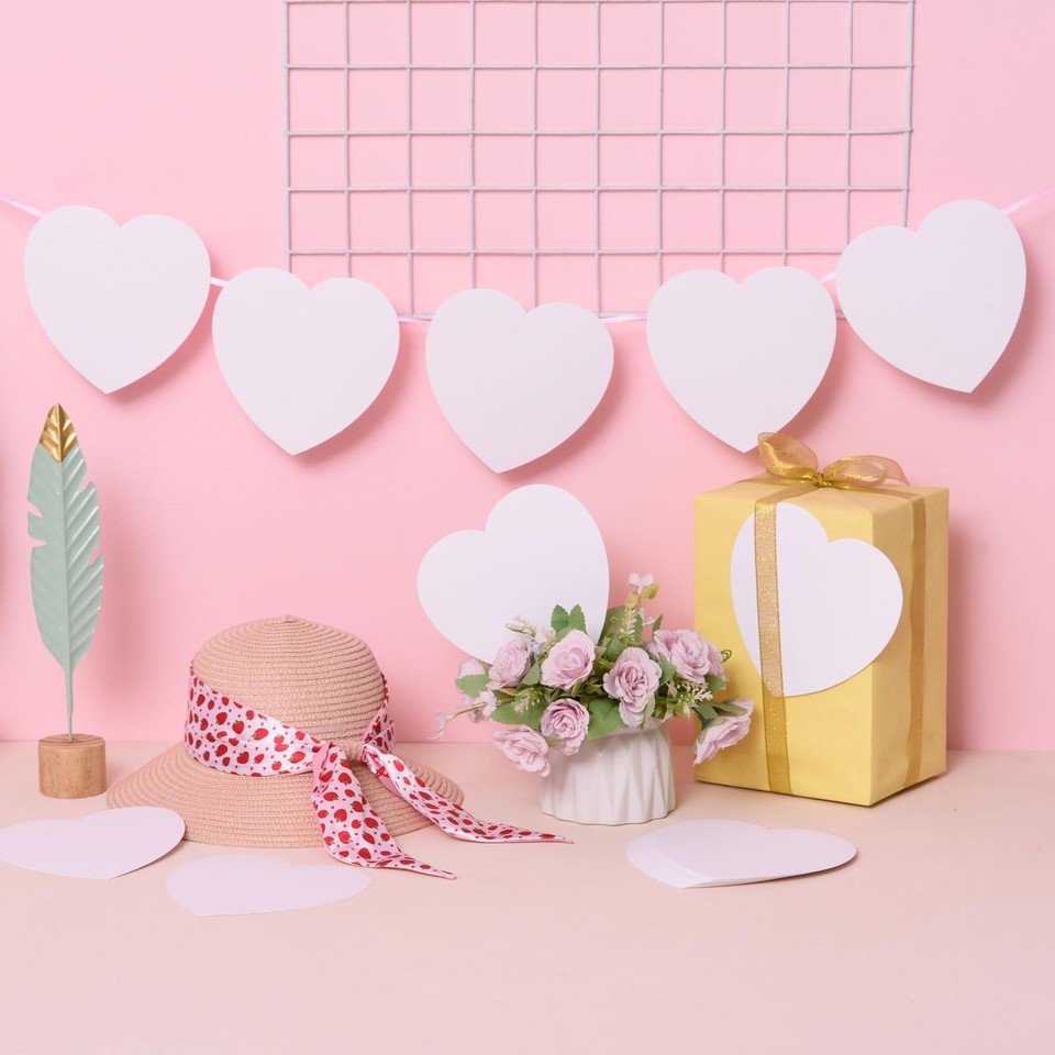 72 Pcs Large Heart Cutout White Paper Heart 6 Inch Heart Shape Die Cut ...