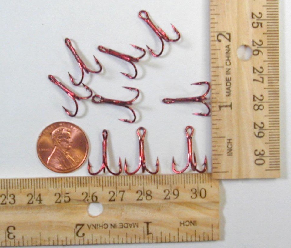 100 Red Treble Hooks 2X strong size 8 Bait or Lures Flat Bend 3551 | eBay