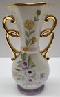 Trophy Vase Porcelain W Handpainted Floral Designs Vintage Gold Edge ...