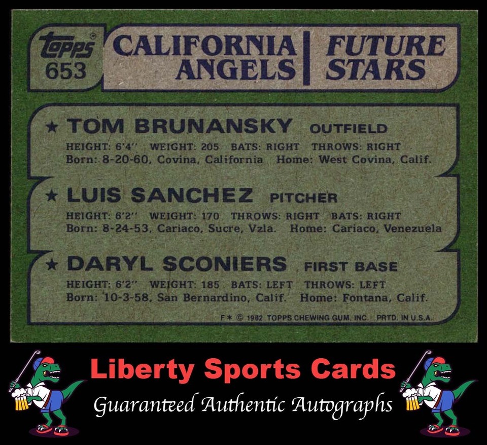 1982 Topps California Angels Future Stars #653 Authentic Autographed ...