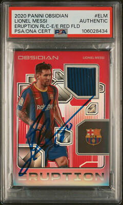 2020 Panini Obsidian #ELM Lionel Messi Patch Red Flood PSA Authentic ...