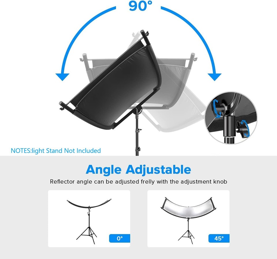 Selens 23"x70" Curved Light Studio Reflector Clamshell Portrait ...
