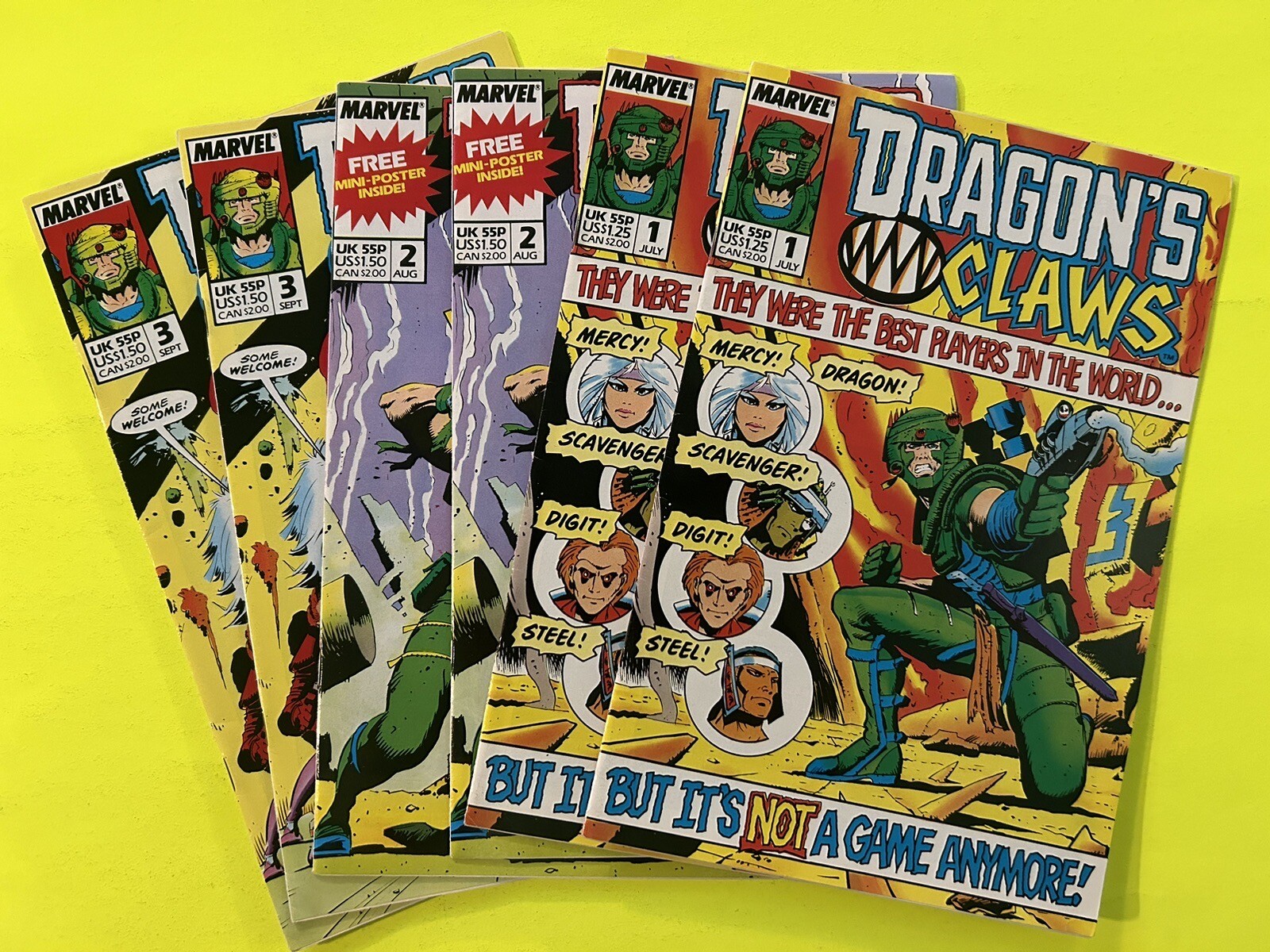 1988 Marvel Comics Dragon's Claws #1 2 3 X2 6 Book Lot | eBay