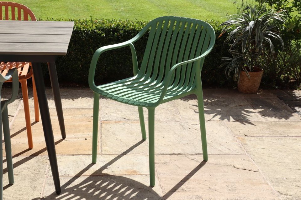 COLOURFUL STACKABLE OUTDOOR GARDEN CHAIRS CHOICE OF SIX COLOURS ...