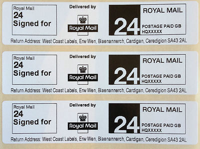 Royal Mail First Class SIGNED FOR 24 PPI Postage Labels with Return ...