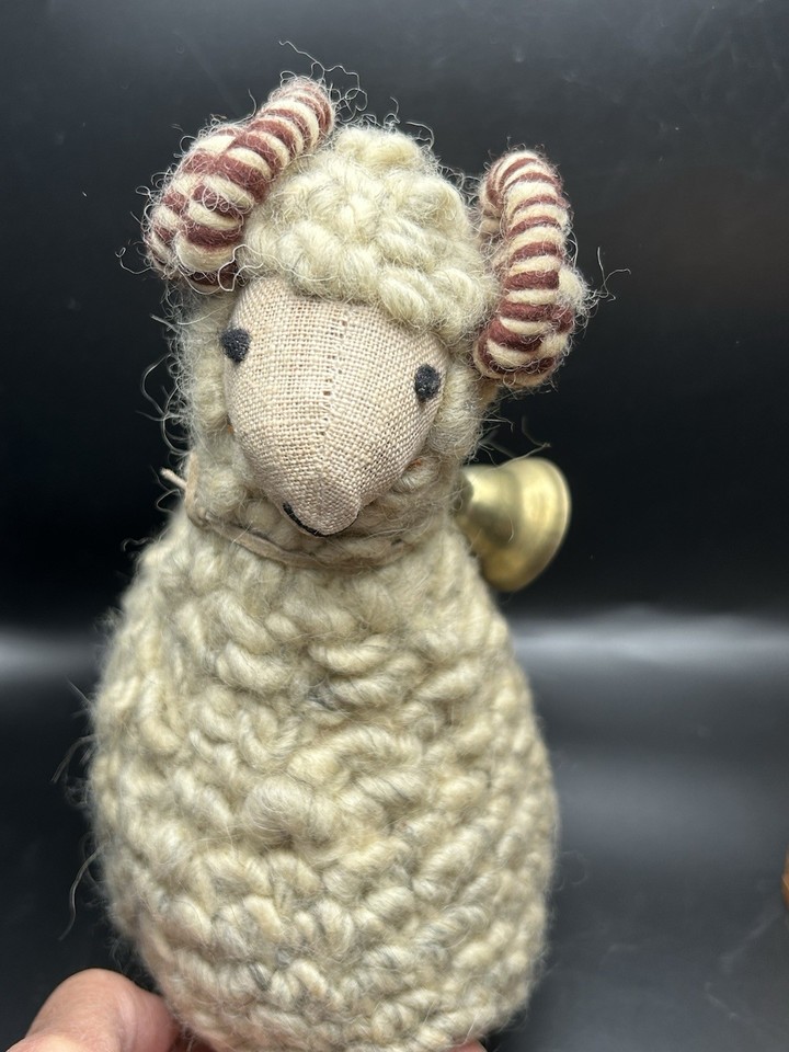 Scandinavian Folk Art Wool Sheep Rams Pair Handmade With Bells Sweden ...