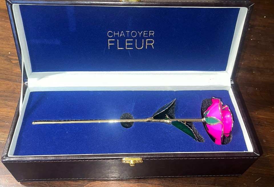 Chatoyer Fleur Forever Rose - 24K Gold Trim Infinity Red Rose w/ Box | eBay