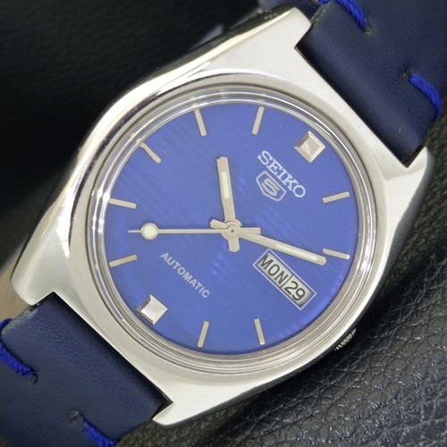 SEIKO 5 AUTOMATIC 6349A JAPAN MENS VINTAGE BLUE COLOR DIAL WATCH ...