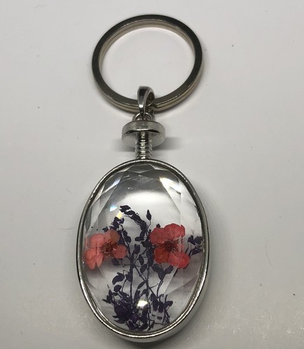 Vintage Beautiful Dried Flowers in Glass Keychain Key Ring Chain | eBay