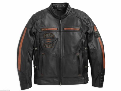 Harley Davidson Men's Exmoor Triple Vent Black Leather Jacket XL 97106 ...