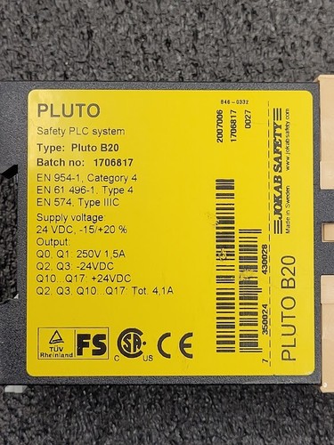 Jakob Safety PLC ABB Pluto B20 Safety Relay 4x 4-20mA/0-10V analog ...