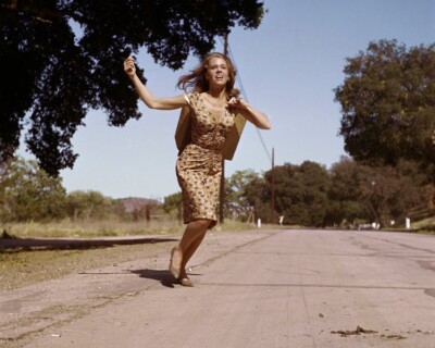 Walk on the Wild Side Jane Fonda busty leggy dress running in street ...