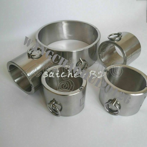 New HI-Q Stainless Steel Handcuffs Collar Ankle Shackles Pillory Screw ...