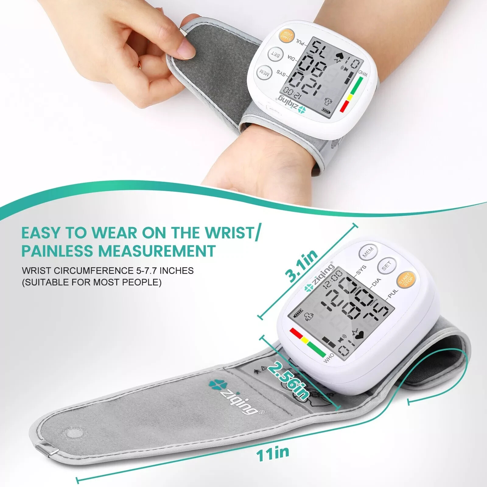 LCD Digital Wrist Blood Pressure Monitor BP Cuff Heart Rate Tester | eBay